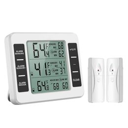 BlingBin Kühlschrankthermometer Funkuhr Wetterstation Digital Thermometer Hygrometer mit Außensensor