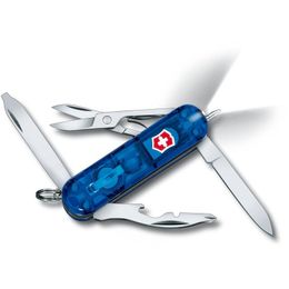 Schweizer Taschenmesser Victorinox Midnite Manager, inklusive Kreuzschlitzschraubendreher und led, hat 10 Funktionen, 31 gr, Farbe transparent blau