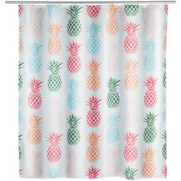 Duschvorhang Ananas, Textil (Polyester), 180 x 200 cm, waschbar, Mehrfarbig, Polyester mehrfarbig - mehrfarbig - Wenko