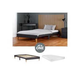 Homestyle4u Polsterbett Bett 90x200 140x200 cm Grau Bettgestell (Set)