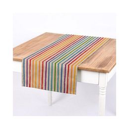 SCHÖNER LEBEN. SCHÖNER LEBEN. Tischläufer Tischläufer Stripe Rainbow Leinenlook natur bunt 40x160cm