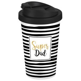 Geda Labels GmbH Coffee-to-go-Becher Super Dad Streifen