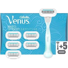 Gillette Venus Körperrasierer Extra Smooth Sensitive Rasierer Damen + 6 Rasierklingen