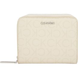 Calvin Klein Brieftasche, Reißverschluss, Logo-Muster, für Damen, beige