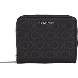 Calvin Klein Brieftasche, Reißverschluss, Logo-Muster, für Damen, schwarz