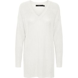 Véro Moda VERO MODA® Strickpullover, tiefer Schulteransatz, V-Ausschnitt, für Damen, weiß, M