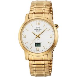 MASTER TIME Funkuhr Basic, MTGA-10312-12M, Armbanduhr, Quarzuhr, Herrenuhr, Datum, Leuchtzeiger, goldfarben