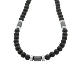 Firetti Collier Schmuck Geschenk Halsschmuck Halskette Ankerkette Onyx Hämatit, Made in Germany - mit Onyx, Hämatit, schwarz|silberfarben