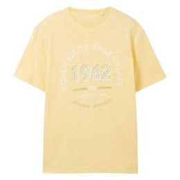 Tom Tailor Herren T-Shirt mit Logo Print, gelb, Logo Print, Gr. XL