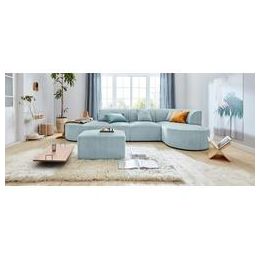 Ecksofa Andas "Alesund L-Form" Sofas Gr. B/H/T: 362cm x 84cm x 183cm, Cord, Ottomane rechts, blau (petrol) bestehend aus Modulen, auch einzeln erhältllich, miteinander verbunden