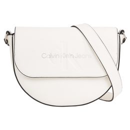 Mini Bag Calvin Klein Jeans "Crossbody mini 0li" Gr. B/H/T: 24 cm x 18 cm x 6 cm, weiß (white, silver) Damen Taschen Handtaschen mit Logoprint und Prägung
