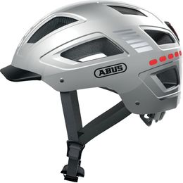 Fahrradhelm Abus "HYBAN 2.0 LED" Helme Gr. M Kopfumfang: 52 cm - 58 cm, silberfarben (signal silver) Fahrradhelme für Erwachsene