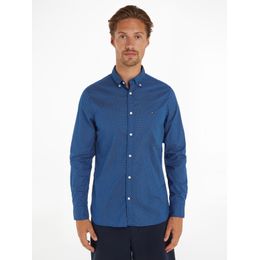 Langarmhemd Tommy Hilfiger "FLEX MINI PRINT SF SHIRT" Gr. XXL, N-Gr, blau (blue white) Herren Hemden Langarm