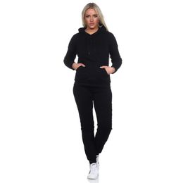 EloModa Freizeitanzug Damen Jogginganzug Freizeitanzug mit Kapuzenpullover; S M L XL 2XL (2-tlg)