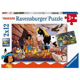 RAVENSBURGER VERLAG Ravensburger Kinderpuzzle - 05069 Unterwegs mit Yakari - Puzzle für Kinder ab 3 Jahren, mit 2x12 Teilen