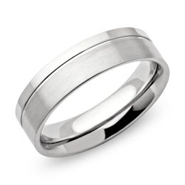 UNIQUE Fingerring Modischer UNIQUE Edelstahlring matt 6mm Glanzrille R9113