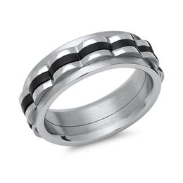 UNIQUE Fingerring Moderner Ring Edelstahl mit drehbarem Einsatz R5047