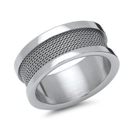 UNIQUE Fingerring Moderner Ring Edelstahl mit Stahlseil-Optik R5009