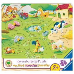 RAVENSBURGER VERLAG Ravensburger Kinderpuzzle - 03683 Kleiner Bauernhof - my first wooden puzzle mit 9 Teilen - Puzzle für Kinder ab 2 Jahren - Holzpuzzle