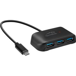Speed-Link Speedlink SNAPPY EVO USB Hub, 4-Port, Type-C to USB 3.0, USB 3.1 Gen 1 USB-Adapter USB-C, passiv, schwarz