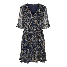 Véro Moda VERO MODA Kleid 'DORA KAYA' Damen Größe 42 beige / navy / senf / offwhite Winterkleid