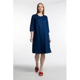 Ulla Popken Jerseykleid Leinenkleid Zierperlen A-Linie Rundhals 3/4-Arm