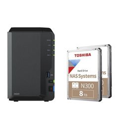 Synology DiskStation DS223 2 Einschübe NAS-Server Leergehäuse + 16TB (2x8TB) Toshiba N300 SATA 3.5" HDD Festplatten
