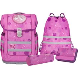 McNeill Schulranzen Ergo Compacto, Pinky (Set, 5-tlg), inkl. Federmäppchen, Turnbeutel, Schlamperrolle & Motivmagnet, rosa