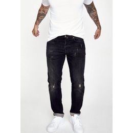 FIVE FELLAS Slim-fit-Jeans DANNY nachhaltig, Italien, Stretch, coole Waschung, schwarz