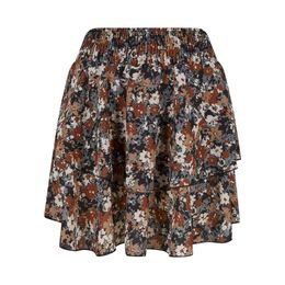 CLOUD 5IVE Sommerrock Damen Cloud5ive Damen Rock Mini Stufenrock Blumen Print 2-lagig (1-tlg), schwarz