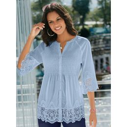 Alessa W. Collection Spitzenbluse ALESSA W. Gr. 50, blau (hellblau) Damen Blusen Spitzenblusen Bestseller