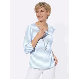 3/4-Arm-Shirt Casual Looks "Ringelshirt" Gr. 54, blau (eisblau, geringelt) Damen Shirts Jersey