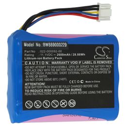 vhbw Ersatz für Comen 022-000092-00 für Medizin (2600 mAh, 11,1 V, Li-Ion) Akku Li-Ion 2600 mAh, schwarz