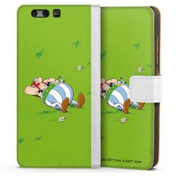 DeinDesign Handyhülle Obelix Offizielles Lizenzprodukt Asterix Obelix Ruht Sich Aus, Huawei P10 Hülle Handy Flip Case Wallet Cover Handytasche Leder