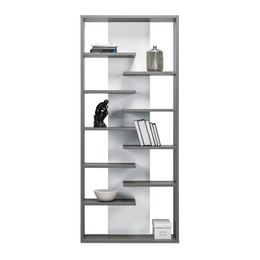 Beautysofa Bücherregal Hohes geräumiges Bücher- und Dekorationsregal ZONDA, Unregelmäßig angeordnete Regale B:90/H:210/T:30, grau