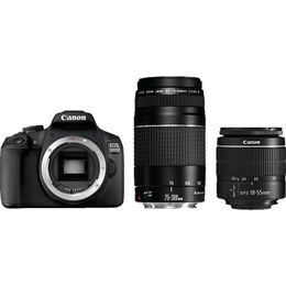 Canon EOS 2000D Kit Spiegelreflexkamera, 24,1 Megapixel, 18-55 mm, 75-300 mm Objektiv (EF, EF-S, IS II), WLAN, Schwarz