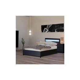 Home Deluxe LED Bett NUBE mit Schubladen - 90 x 200 - versch. Ausführungen - mit Matratze - Dunkelgrau