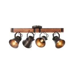 Brilliant Lampe, Decca Spotbalken 4flg schwarz stahl, 4x A60, E27, 10W, Holz aus nachhaltiger Waldwirtschaft (FSC)