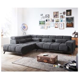 DeLife Couch Catan Mikrofaser Anthrazit 295x230 Ottomane links Relaxfunktion Ecksofa