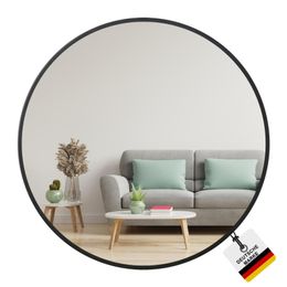 ALBATROS Spiegel rund schwarz mit Metallrand, 60cm Durchmesser, f&uuml;r Wohnzimmer, Badezimmer, Flur, Schlafzimmer, gro&szlig;, Wand