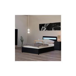Home Deluxe LED Bett NUBE mit Schubladen - 90 x 200 - versch. Ausführungen - mit Matratze - Schwarz