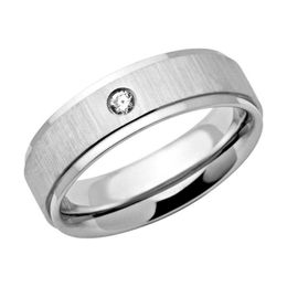 UNIQUE Fingerring Moderner UNIQUE Edelstahl Ring mattiert mit Zirkonia R9106cz