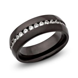 UNIQUE Fingerring Ionisierter UNIQUE Edelstahl Ring mit Zirkonia Steinen R9107cz