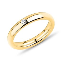 UNIQUE Fingerring Klassischer UNIQUE Damenring aus Edelstahl gelbvergoldet R9208cz