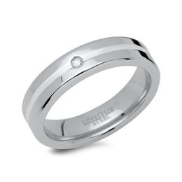UNIQUE Fingerring UNIQUE Ring aus Edelstahl mit Silbereinlage 5mm breit R9202cz