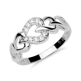 UNIQUE Silberring 925 Silber Ring mit Herzen und Zirkonia SR0107