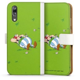 DeinDesign Handyhülle Obelix Offizielles Lizenzprodukt Asterix Obelix Ruht Sich Aus, Huawei P20 Hülle Handy Flip Case Wallet Cover Handytasche Leder
