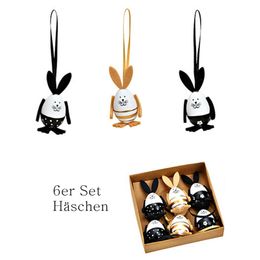 Taschen4life Osterhase stilvolle Osterhasen zum hängen, Osterdeko (Set, 6 Stück), Ostereier Häschen, Ostern, schwarz
