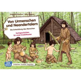Von Urmenschen und Neandertalern. Die Entwicklung des Menschen, Kamishibai Bildkartenset - Jeanette Boetius, Box