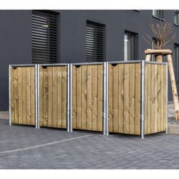 Holz Mülltonnenbox, Mülltonnenverkleidung für 240 l Mülltonnen natur 4er Box - HIDE